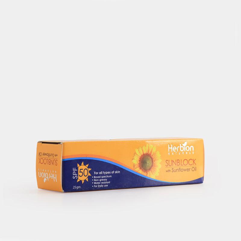 Herbion Naturals Sun Block with Sun Flower Oil 25gm